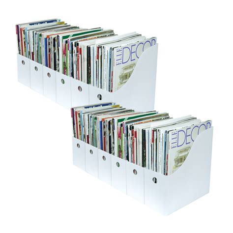 Evelots 12 Pack Magazine File Holder Organizer 4 Inch Wide White With