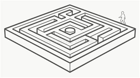 Maze Puzzle Vector Outline Illustration Challenge And Solution Icon
