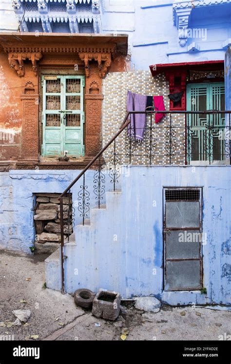 Exterior Of A Traditional Colourful Indian House At The Blue City Of