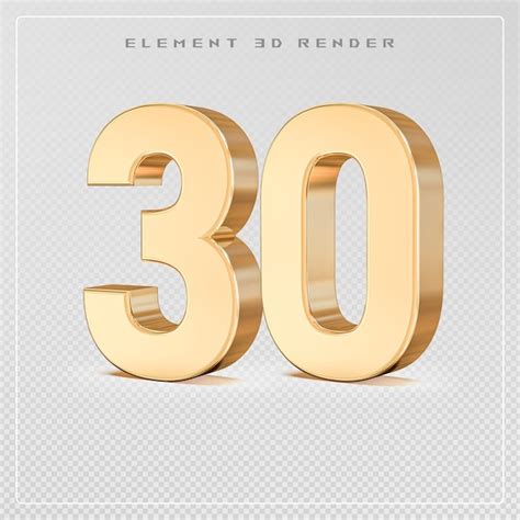 Premium PSD | 30 number golden 3d render