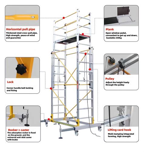 Aluminum Mobile Combination Ladder Scaffolding Multifunctional