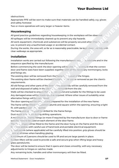 Door Installation Method Statement Template Haspod