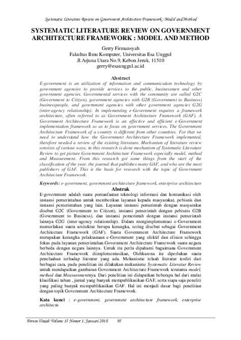 Pdf Systematic Literature Review On Government Architecture Framework Model And Method
