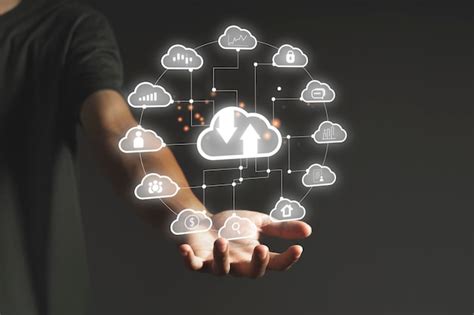 Premium Photo Man Accessing The Cloud Computing Technology Internet Storage Database Big Data