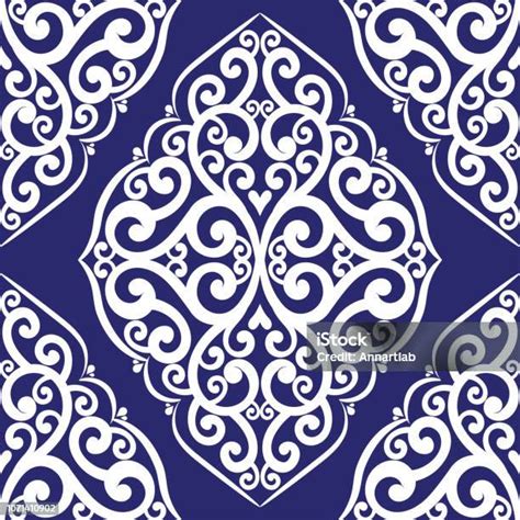 파란색과 흰색 빈티지 벡터 완벽 한 패턴 벽지 우아한 고전적인 텍스처입니다 럭셔리 장식입니다 로얄 Victorian 바로크 요소 직물 및 섬유에 대 한 좋은 벽지 또는