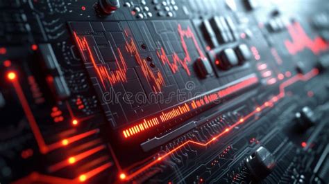 High Tech Motherboard With Glowing Red Circuitry In 3d Render Stock Illustration Illustration