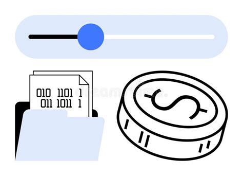 Digital Finance Illustration With Binary Code File Folder Coin And