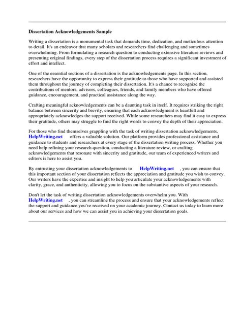 Dissertation Acknowledgements Sample Pdf Thesis Essays