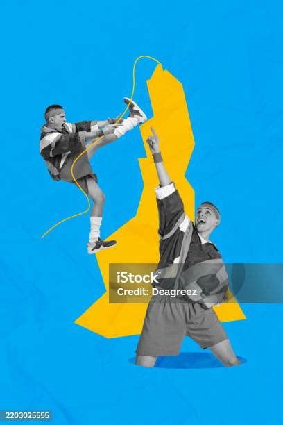 트렌드 삽화 합성 배너 3d 콜라주 전략 포부 목적 성취 목표 최대 진행 젊은이 등반 바위 보류 로프 35 39세에 대한 스톡 사진 및 기타 이미지 Istock