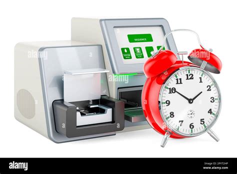 Dna Sequencer With Alarm Clock 3d Rendering Isolated On White