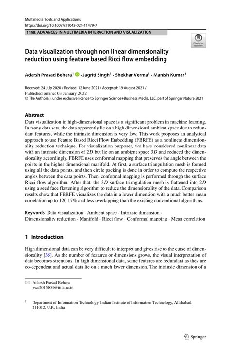 pdf data visualization through non linear dimensionality reduction