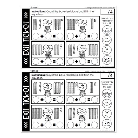 math exit tickets adding with base ten blocks lucky little learners