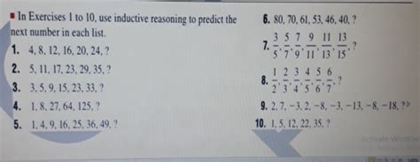 solved in exercises 1 to 10 use inductive reasoning to predict the 6