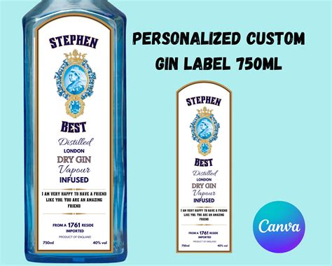 Gin Label Canva Template Personalized Custom Digital Download Groomsmen