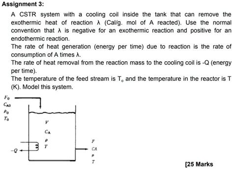 Assignment 3 A Cstr System With A Cooling Coil Inside The Tank That Can Remove The Exothermic
