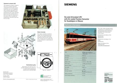 Siemens Data Sheet Guadalajara Mexico 6 Axle Articulated Lrv Air Cooled Convert £6 51 Picclick Uk