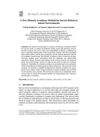 View Of A New Obstacle Avoidance Method For Service Robots In Indoor Environments