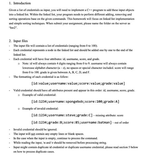 Solved 1 Introduction Given A List Of Credentials As Input Chegg