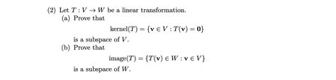Solved Let T VW Be A Linear Transformation A Prove Chegg