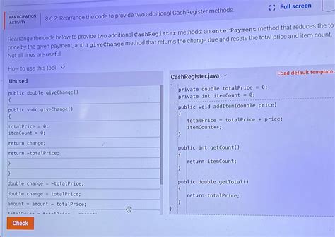 Solved Participation862 Rearrange The Code To Provide Two