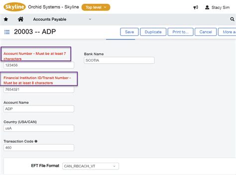Configure EFT Vendor Details