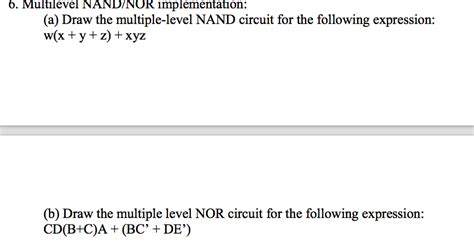 Solved 6 Multilevel Nandnor Implementation A Draw The