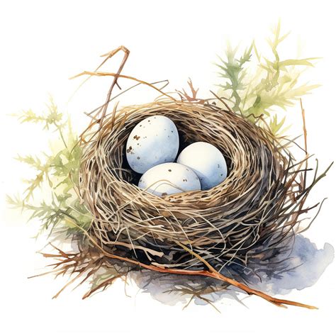 Premium Photo Watercolor Bird Nest With Eggs