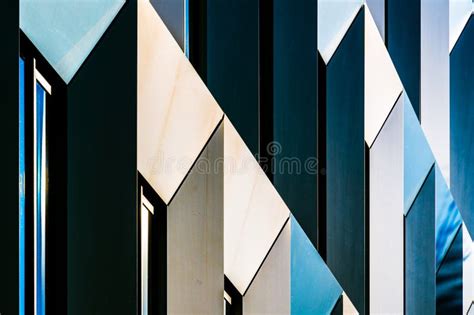 Abstract Close Up Of Modern Building Facade With Angular Patterns And