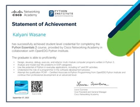 Kalyani Wasane On Linkedin Pythonprogramming Cisconetworkingacademy