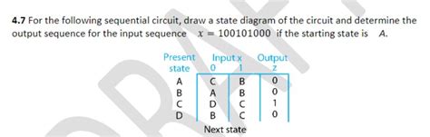 Solved 47 For The Following Sequential Circuit Draw A