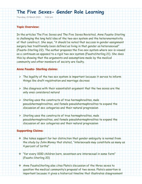 SOLUTION The Five Sexes Of Gender Study Guide Notes Studypool