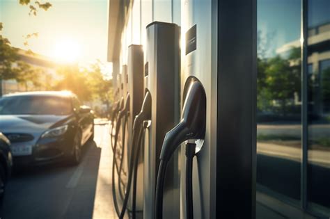 Premium Photo Electric Cars With Electric Charging Stations During The Night