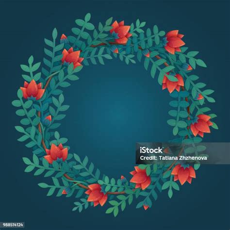 붉은 꽃과 1 개의 방향에서 배열 하는 꽃 봉 오리와 꽃 프레임 0명에 대한 스톡 벡터 아트 및 기타 이미지 0명 갈란드 장식품 결혼식 Istock