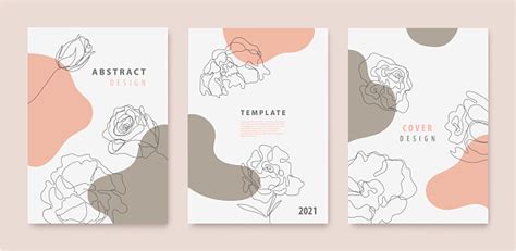 연속 라인 꽃 나뭇잎 덮개 배너 포스터 카드 소셜 미디어 이야기 전단지 디자인 템플릿의 벡터 세트 파도가 있는 트렌디한 디자인 0명에 대한 스톡 벡터 아트 및 기타 이미지