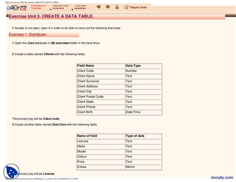 Creating Tables Ms Acess Tutorial Docsity