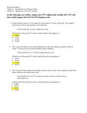 Coding HW Week Docx Homework Week Chapter Introduction To Clinical Coding Chapter