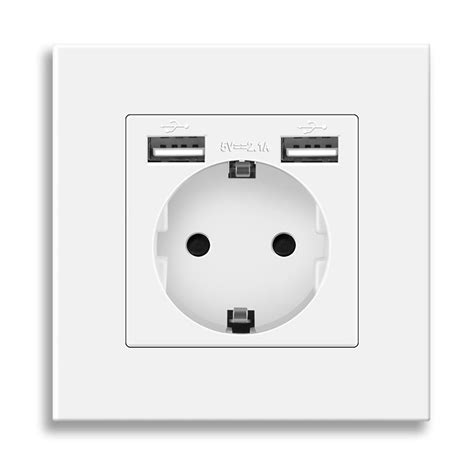 Розетка с Usb ЮСБ портами с заземлением белая купить по низкой