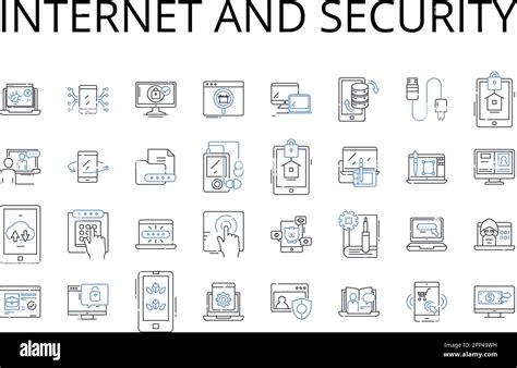Internet And Security Line Icons Collection Cybersecurity Online Protection Web Security