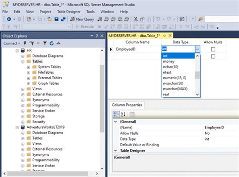 آموزش ایجاد جدول در Sql Server آتریا