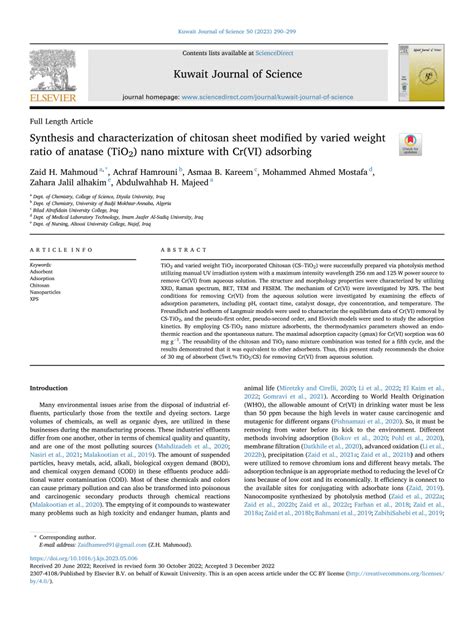 Pdf Synthesis And Characterization Of Chitosan Sheet Modified By Varied Weight Ratio Of