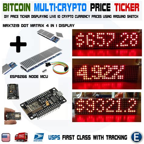 Diy Arduino Multi Crypto Bitcoin Price Ticker Red Led Dot Matrix Displ Eelectronicparts