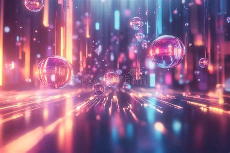 Surreal Luminous Glass Icons Floating On A Futuristic Data Stream In A