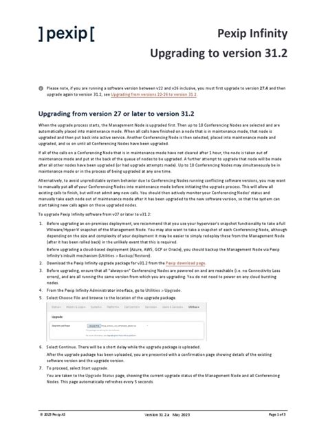 Pexip Infinity Upgrading Quickguide V312a Pdf Cloud Computing