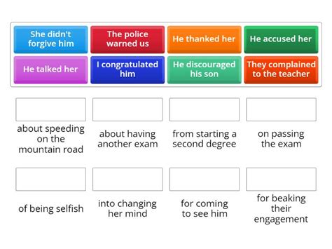 Verb Patterns Verb Object Preposition Ing Form Match Up