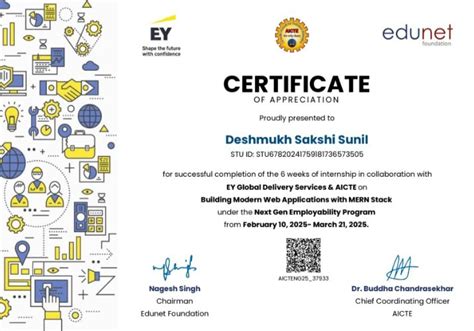 Webdevelopment Mernstack Internship Nextgenemployability Ey Aicte… Sakshi Deshmukh