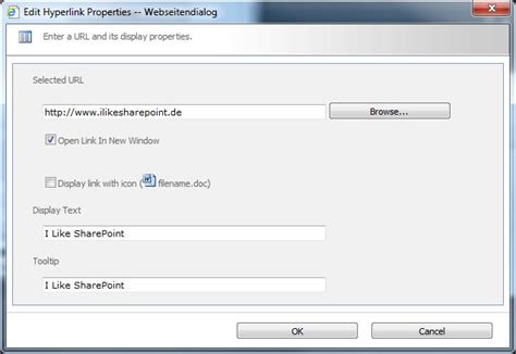 Sharepoint 2010 Where To Find A Hyperlink Field Which Opens In A New Window I Like