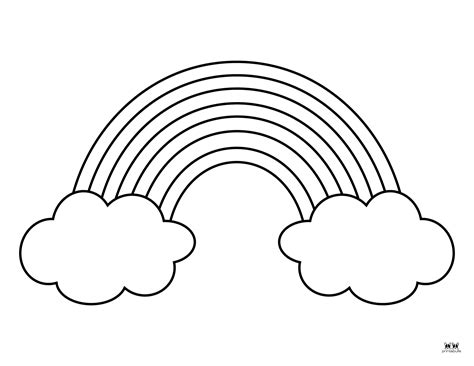 Rainbow And Clouds Coloring Page Free Printable Rainbow Coloring