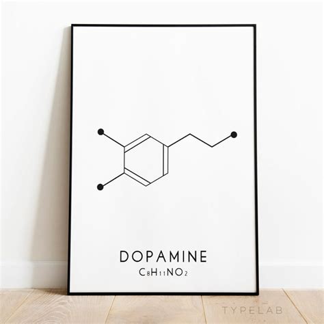 Dopamine Molecular Structure Print Black And White Typelab