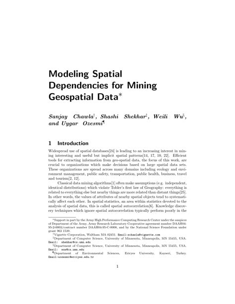 Pdf Modeling Spatial Dependencies For Mining Geospatial Data