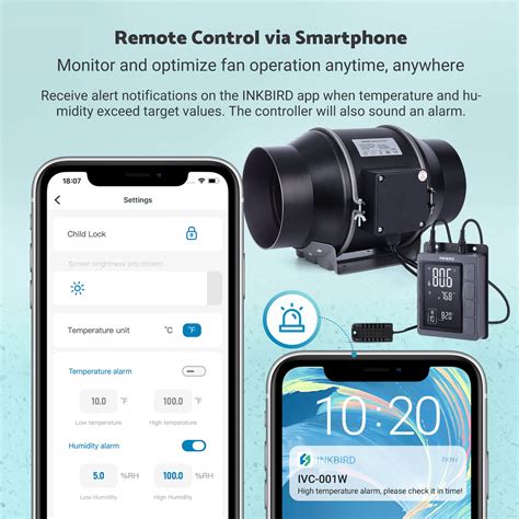 Inkbird Smart 6 Inline Duct Fan With Temperature Humidity Controller